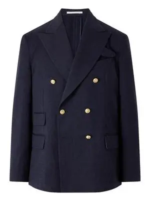 FORTELA Travel Double-breasted Wool-twill Blazer - Blue