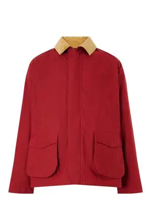 FORTELA Bristol Waxed Cotton-canvas Jacket With Corduroy Collar - Red