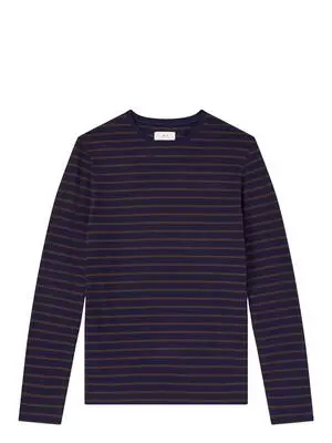 Mr P. Striped Cotton-piqué T-shirt - Blue