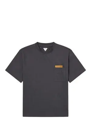 Bottega Veneta Bottega Veneta - Intrecciato Suede-Trimmed Cotton-Jersey T-Shirt - Men - Gray - S Gray