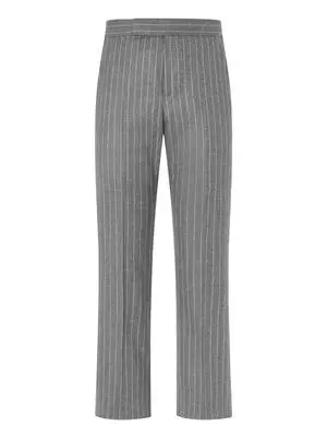 TOM FORD Straight-leg Pinstripe Wool Flannel Trousers - Gray