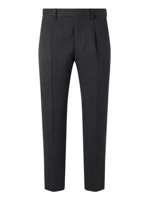 Zegna Straight-leg Wool And Cashmere-blend Twill Trousers - Gray