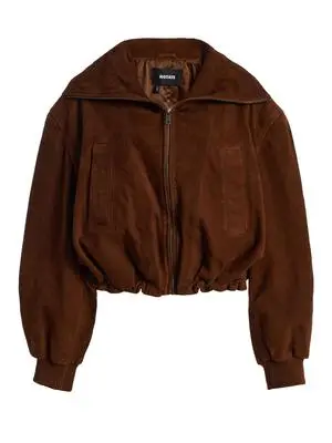 ROTATE BY BIRGER CHRISTENSEN Suede Bomber Jacket - Brown