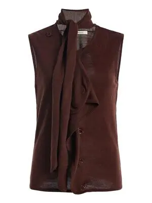 LEMAIRE Asymmetrical Jersey Knit Vest - Brown