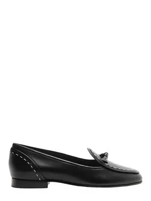 ALEXANDRE BIRMAN Slim Clarita Topstitch Leather Loafers - Black