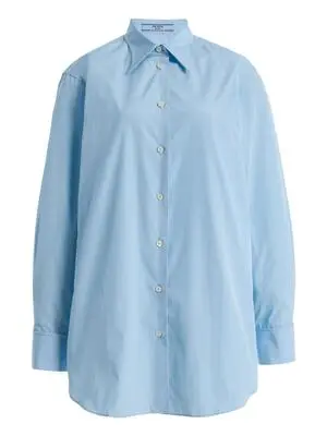 Prada Cotton Popeline Oversized Button-down Shirt - Blue