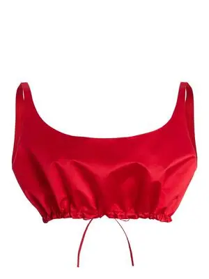 Prada Duchesse Silk Cropped Top - Red