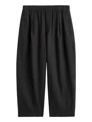 Cos Cotton Cropped Relaxed-fit Barrel-leg Pants - Black