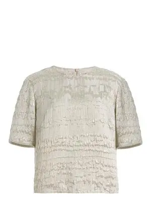 Partow Dina Silk-blend Jacquard Top - Silver
