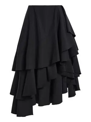 Co Asymmetric Cotton Poplin Full Skirt - Black