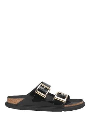 BIRKENSTOCK Glossed Leather Sandals With Buckle Fastening - Black