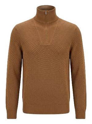 GRAN SASSO GRAN SASSO Camel Virgin Wool Zip Neck Sweater Beige