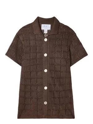 CALLE DEL MAR Calle Del Mar Open-Knit Checked Shirt