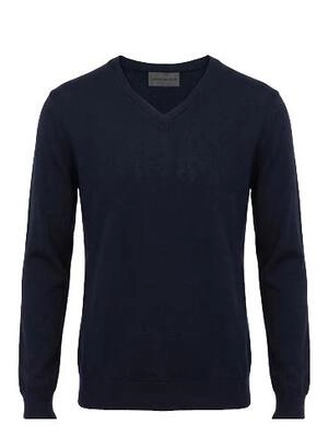 Emporio Armani Virgin Wool V-neck Sweater - Blue