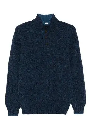 GRAN SASSO Mock Neck Button Cardigan - Black