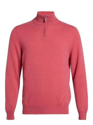 Fedeli FEDELI Coral Cashmere Half-Zip Sweater Red