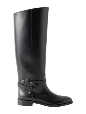 JIMMY CHOO Lawton Leather Knee Boots - Black