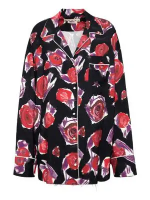 Marni Floral Print Long Sleeve Shirt - Black