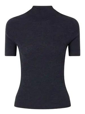 Theory THEORY Leenda Ribbed Merino Wool Turtleneck Sweater Charcoal