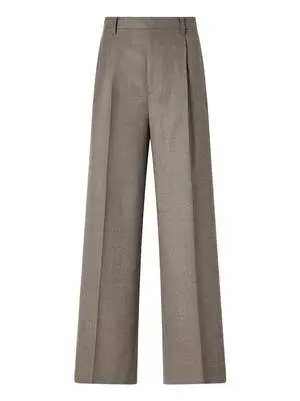 Auralee Pleated Wool Straight-leg Pants - Gray