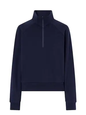 JAMIE HALLER Quarter Zip Cotton Sweatshirt - Navy