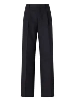 Auralee Wool And Cotton-blend Straight-leg Pants - Black