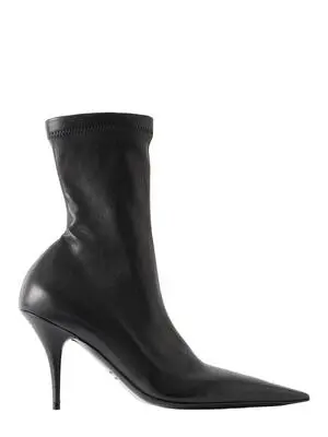 Balenciaga Avenue Bootie 90 Leather Ankle Boots - Black
