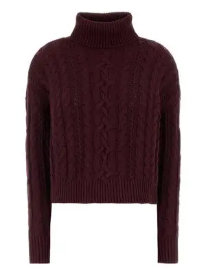 Ralph Lauren Cable Knit Cropped Turtleneck Sweater - Brown
