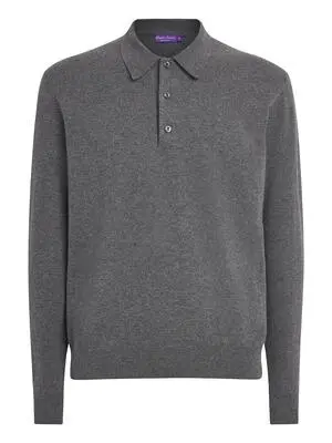 Ralph Lauren Purple Label Cashmere Polo Sweater - Grey