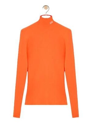 Loewe Ribbed Viscose Blend Turtleneck Top - Oranges