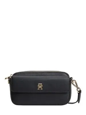 Tommy Hilfiger Camera Bag With Gold Tone Logo - Black