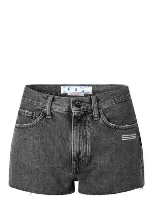 Off-White Acid Wash Denim Shorts - Black
