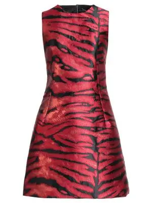 Dolce & Gabbana Sleeveless Tiger Print Metallic Dress - Red