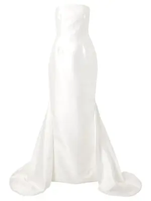 Solace Strapless Pleated Twill Gown - White