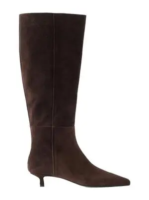AeydĒ Knee High Pointed Toe Suede Boots - Black