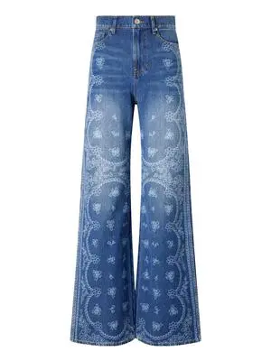 VERONICA BEARD Veronica Beard High-Rise Wide-Leg Printed Jeans