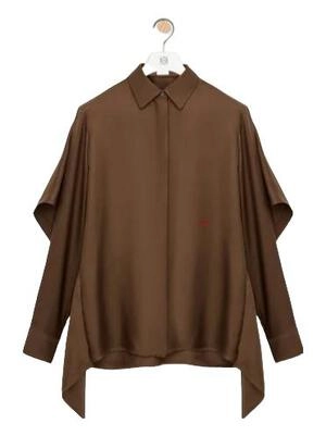 Loewe Loewe Silk Cape Shirt Brown