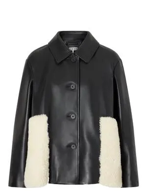 Loewe Nappa Lambskin Jacket With Shearling Trims - Black