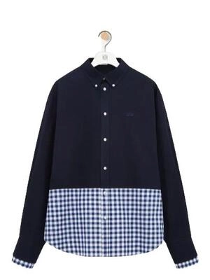 Loewe Loewe Long-Sleeved Panelled Shirt Navy Blue