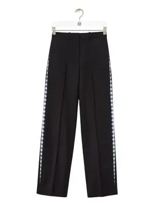 Loewe Wool Trousers With Gingham Inserts - Black