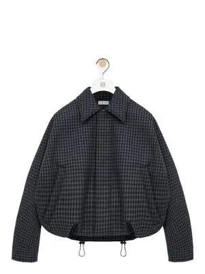 Loewe Loewe Checkered Wool Drawstring Jacket Blue/black