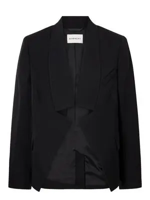 Givenchy Reverse Lapel Wool Grain De Poudre Jacket - Black