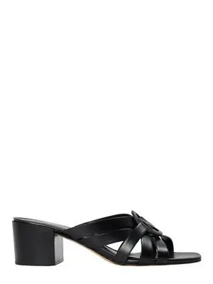 Michael Kors Leather Mid Heel Mule Sandals - Black