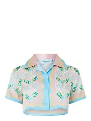 Casablanca Printed Cropped Shirt - Nude