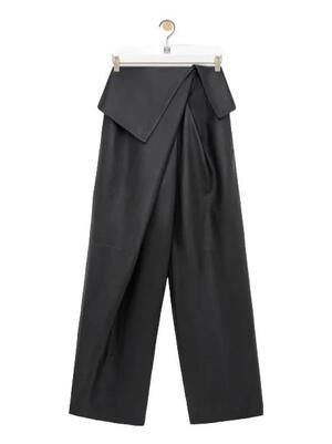 Loewe Draped Trousers In Nappa Lambskin - Black