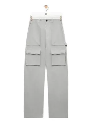 Loewe Cargo Trousers In Cotton With Wire-trimmed Pockets - Grey