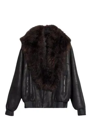 Gucci Fuzzy Collar Bomber Jacket - Black