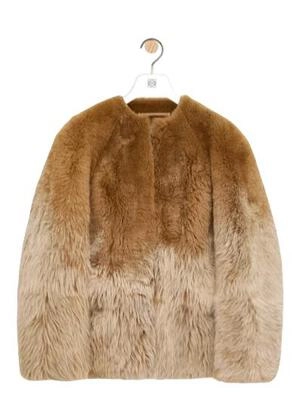Loewe Shearling Jacket With Gradient Finish - Camel
