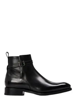 Hugo Boss Polished Leather Jodhpur Ankle Boots - Black