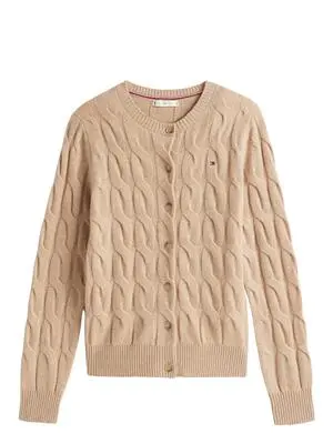 Tommy Hilfiger Cable Knit Crewneck Cardigan - No